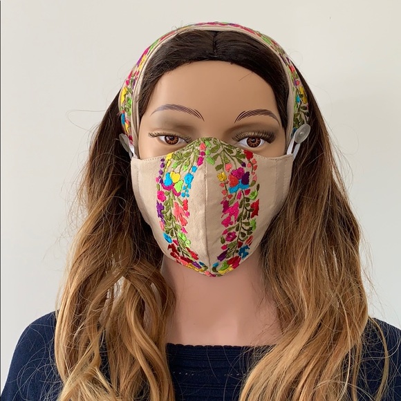 New Handmade | Accessories | Combo Face Mask And Headband With Buttons ...